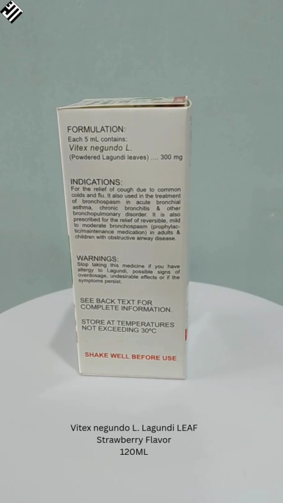 Clircaf Lagundi Leaf Syrup 120 mL bottle 300 mg / 5 mL Anti-cough Anti ...