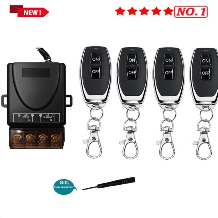 433Mhz Wireless Remote Control Switch AC 220V RF Relay Receiver with On ...