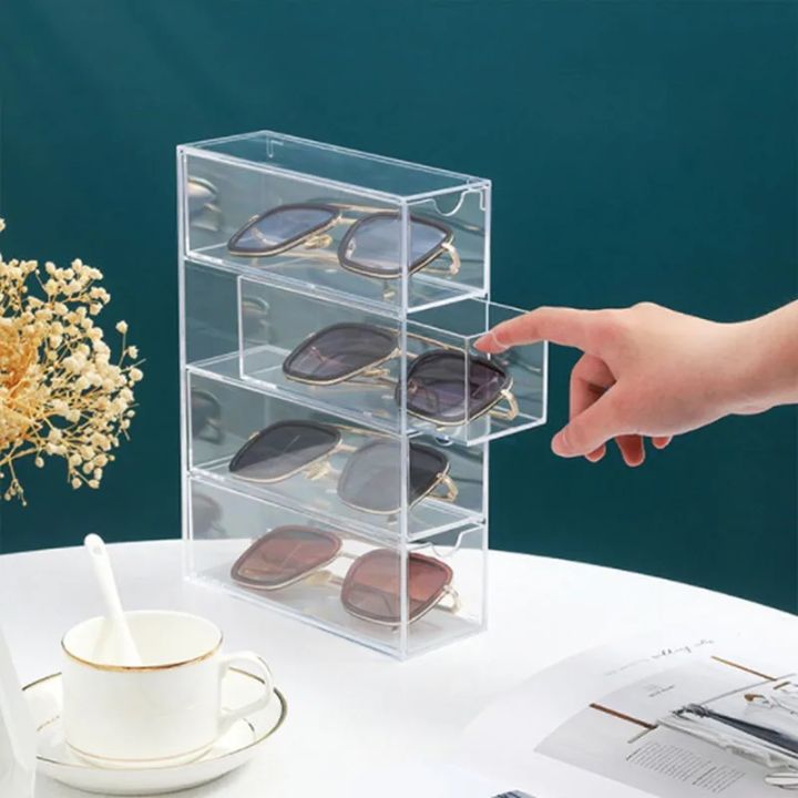 Desktop Drawer Style Glasses Storage Box Simple Transparent Multi-grid ...