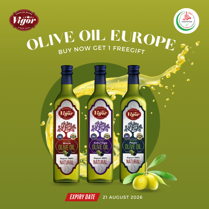 VIGOR Olive Oil Organic Minyak Masak Zaitun Halal Extra Virgin Pomace ...