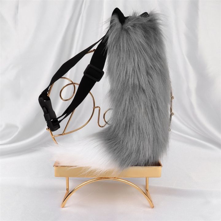 Simulation Fox Cat Tail Wolf Tail Cosplay Performance Props Anime Plush ...