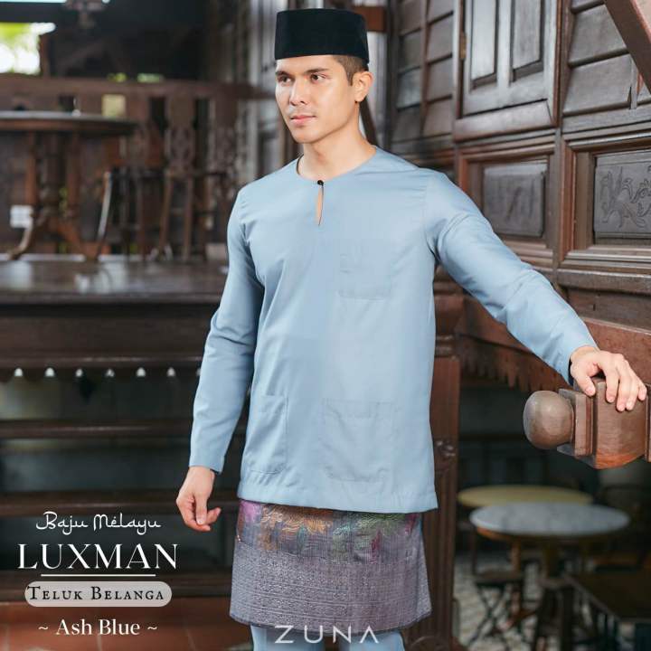 ASH BLUE / SMOKY BLUE | Baju Melayu Teluk Belanga Cotton Premium by ...