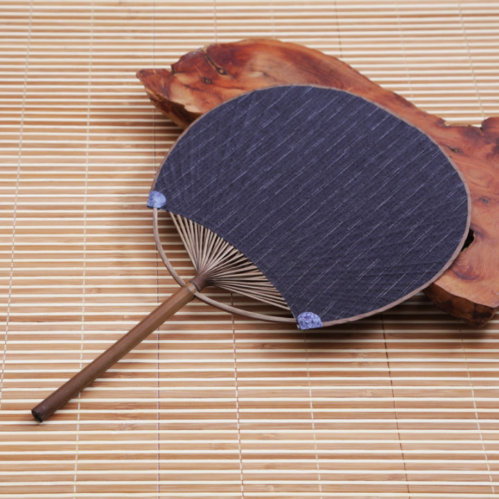 Japanese Cloth Bamboo Fan Handmade Art Circular Fan Bamboo Palm-Leaf ...