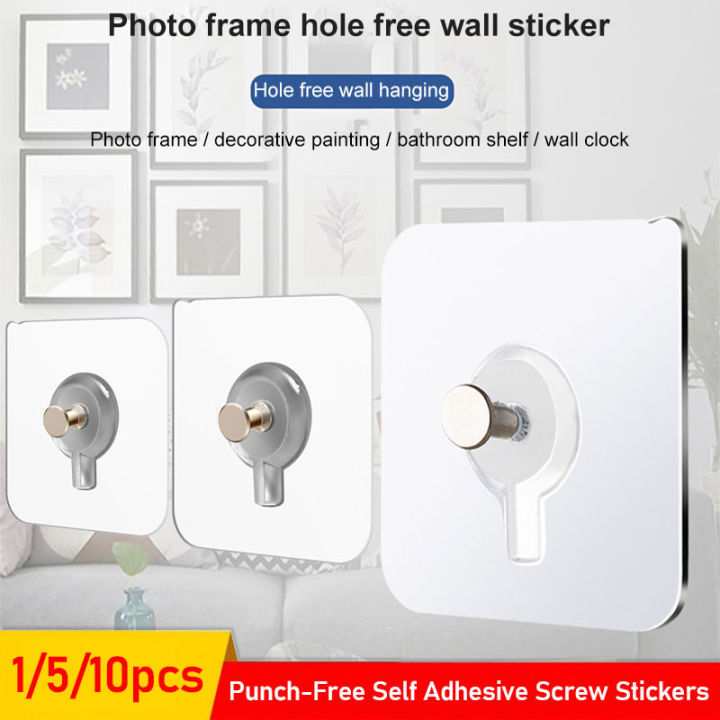 YESPERY 10/20Pcs Adhesive Nails Wall Hooks Strong Poster Screw Stickers ...
