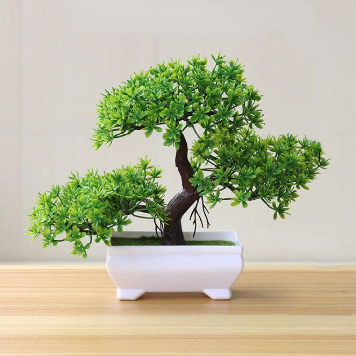 Simulated Potted Dragon Whisker Tree Bonsai Green Plant for Office ...