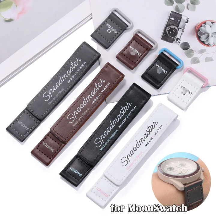 20มม. สำหรับ Omega X สำหรับ SWATCH PU สายนาฬิกาหนัง moonswatch ร่วม ...