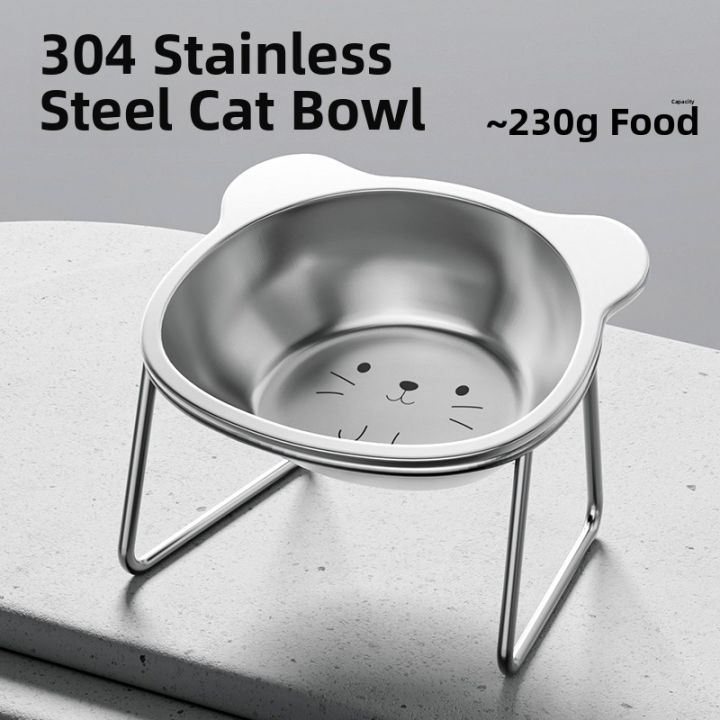 Stainless Steel Cat Bowl Dog Bowl Pet Water Drinking Basin Heightened Stand Dog Food Bowl Cat ...