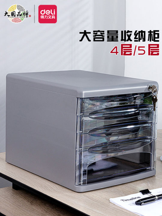 Deli 9795 Desktop Plastic File Cabinet Drawer Style Office Archive ...