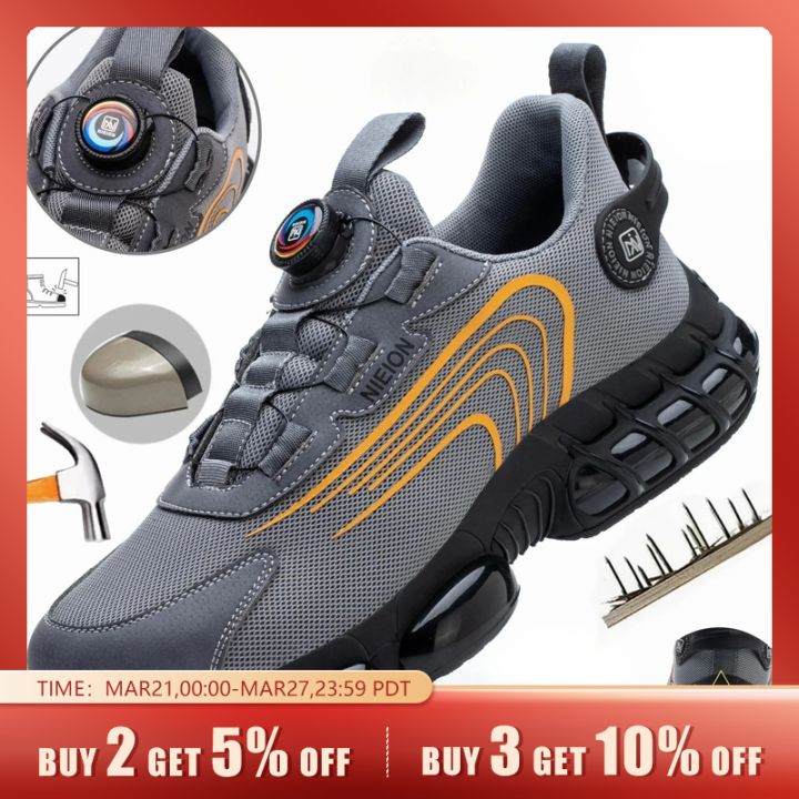 Rotary Buckle Work Sneakers Protective Shoes Safety Industrial Puncture ...