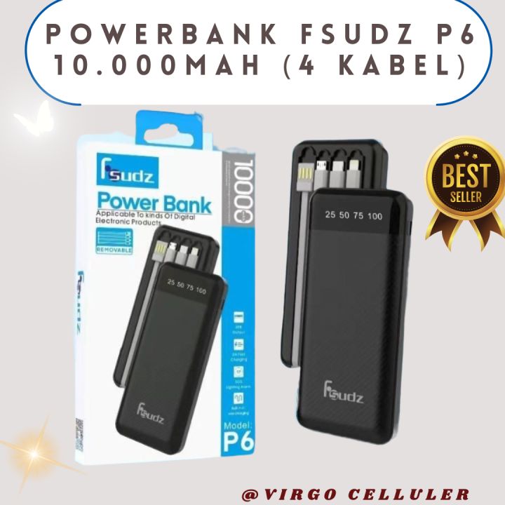 [PROMO] Powerbank Fsudz Type P6 Fast charging dengan 4 kepala charger ...