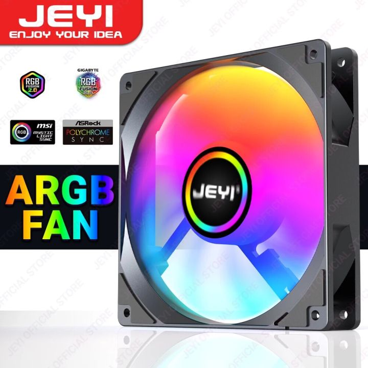 JEYI 120mm PC ARGB Cooling Fan AURA SYNC RGB Computer Fans Ultra Silent ...