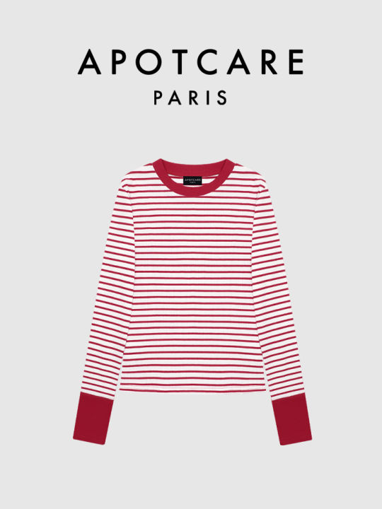 เสื้อยืดแขนยาวลายทาง APOTCARE สำหรับผู้หญิง ฤดูใบไม้ร่วง 2025 ใหม่ ...