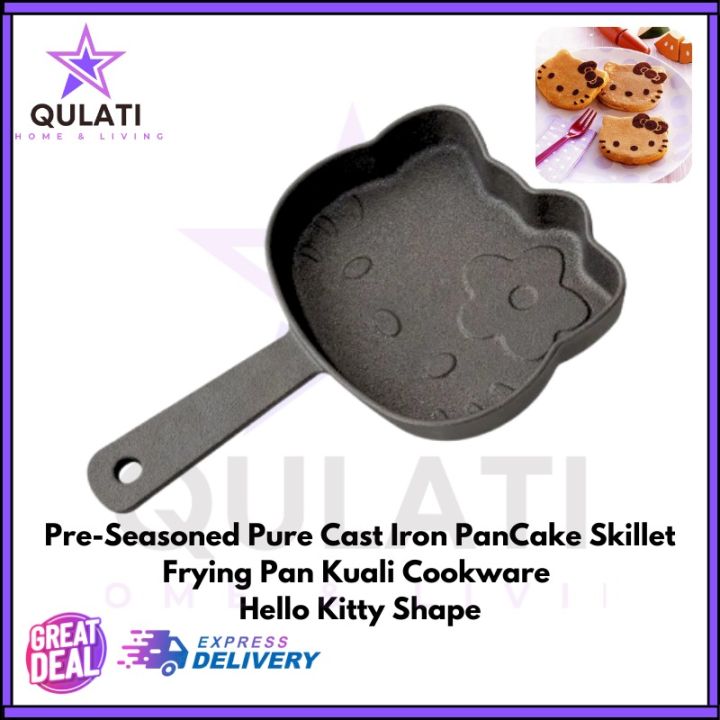 (HARGA TERENDAH)Pre-Seasoned Pure Cast Iron PanCake Skillet Frying Pan ...
