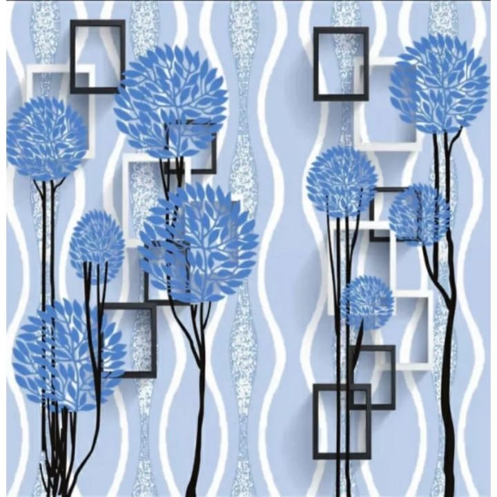 WALLPAPER DINDING MOTIF BUNGA BULAT BIRU TUA HIJAU LIME PINK MAUVE ...