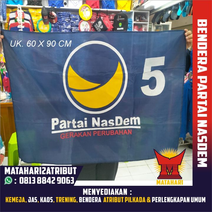 bendera partai Nasdem 60 x 90 cm isi 100 pcs | Lazada Indonesia