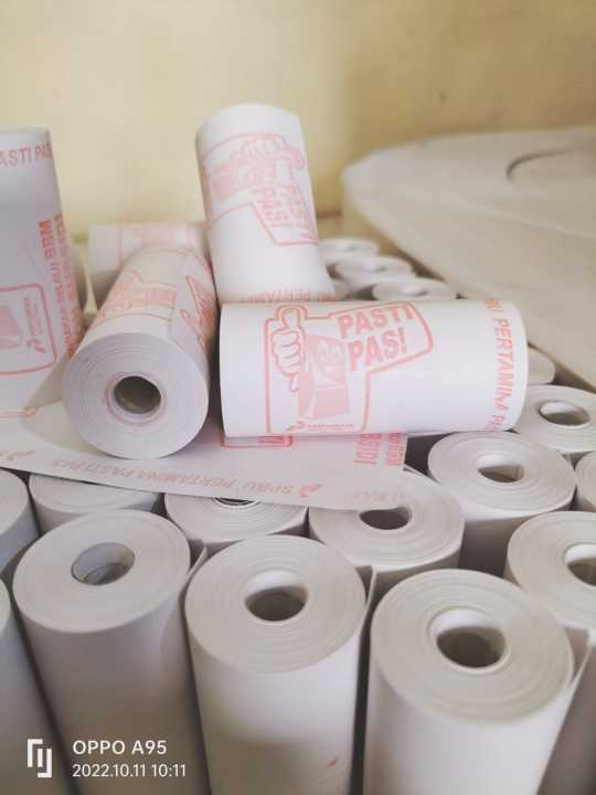 Kertas struk thermal logo pasti pas spbu 58x30mm paket 10 pcs setruk ...