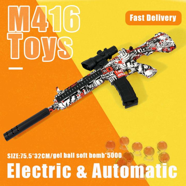 M416 Blaster Electric Gel Ball Blaster Toy Gelblaster Water Bead Shooter with 5000 Gel Balls for ...