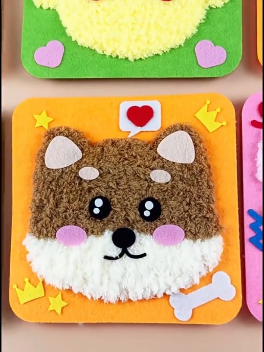 DIY Painting Embroidery Set Cartoon Handmade Plush Painting Toy For Kid ...