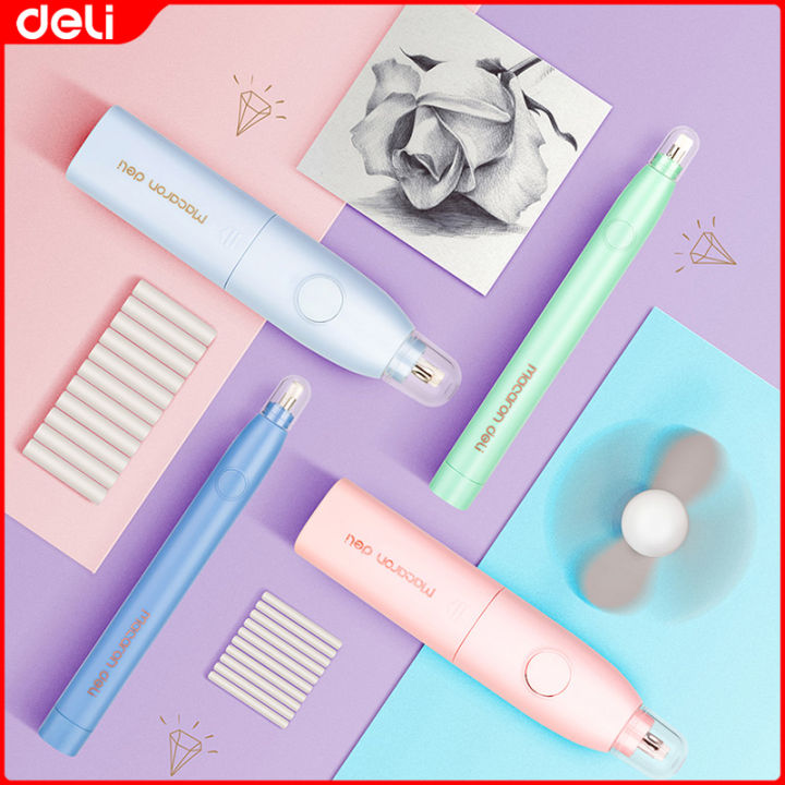 Deli Electric Erasers For Pencil With 10pcs Rubber Refills TPR For ...