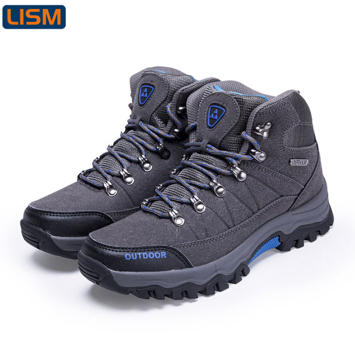 LISM ใหม่ผู้ชายรองเท้าเดินป่าลื่นสุดอบอุ่นกลางแจ้งทำงานรองเท้าปีนเขาผู้ชายรองเท้าเดินป่า COD ...