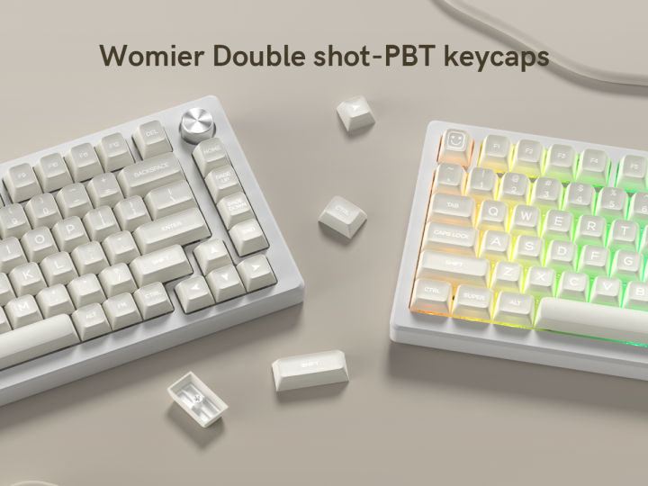 WOMIER 142 Keys SA Profile White Jade Translucent Keycaps Customs Dye ...