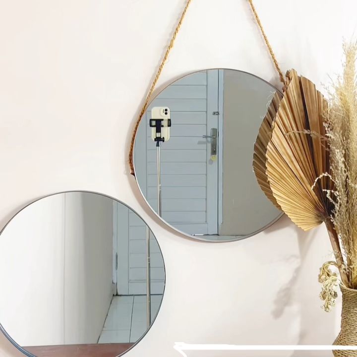 MINIMALY01 Cermin Dinding Bulat (frame PVC D.30) Cermin DInding Gantung ...