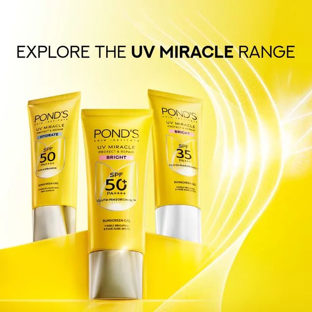 Ponds Sunscreen Gel UV Miracle Bright SPF 35 PA+++ | Bright SPF 50+ PA ...