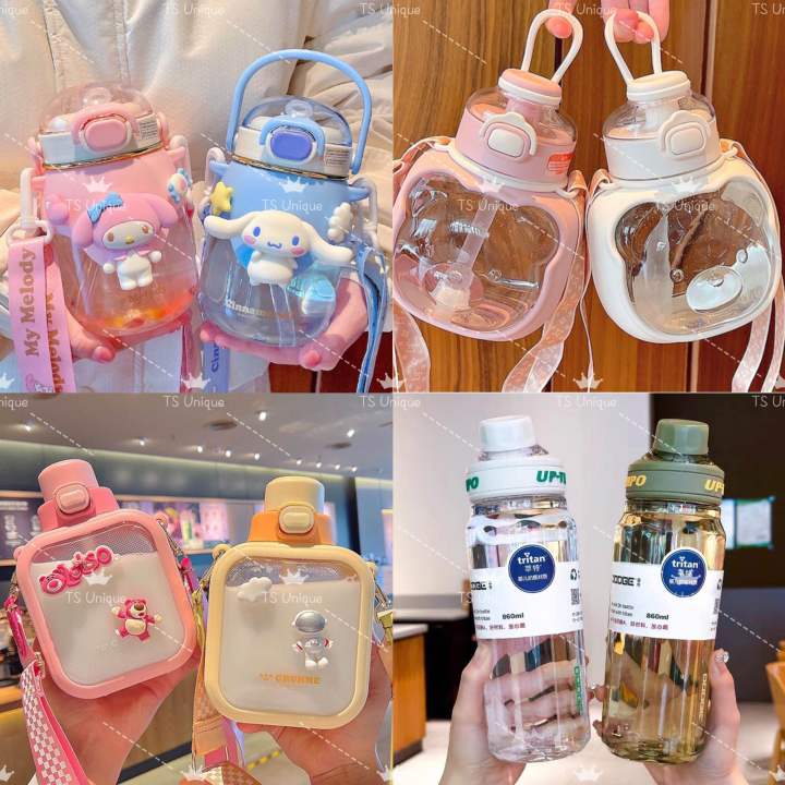 720ml /820ml Tik Tok Tritan BPA FREE Sanrio Cute Square Water Bottle Large Capacity Tumbler ...