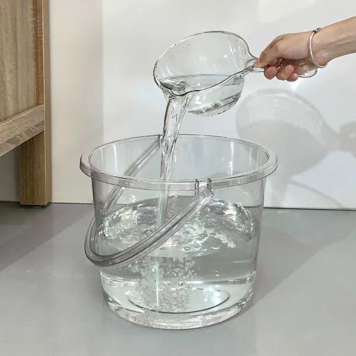 Clear hand bucket laundry bucket Thick Transparent Timba Tabo Basin Set Bucket Dipper Home ...