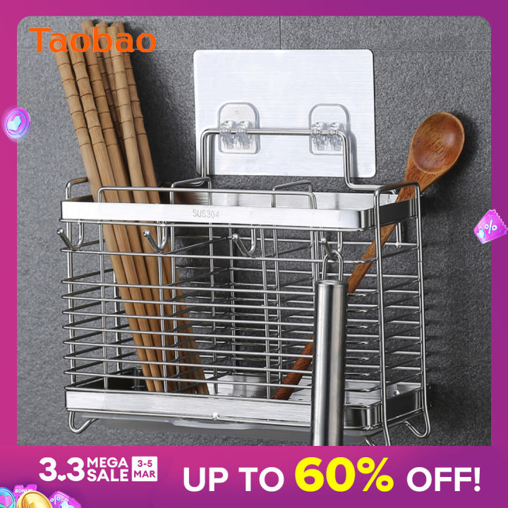 Chopsticks Basket Hanging Kitchen 304 Stainless Steel Drain Chopsticks ...