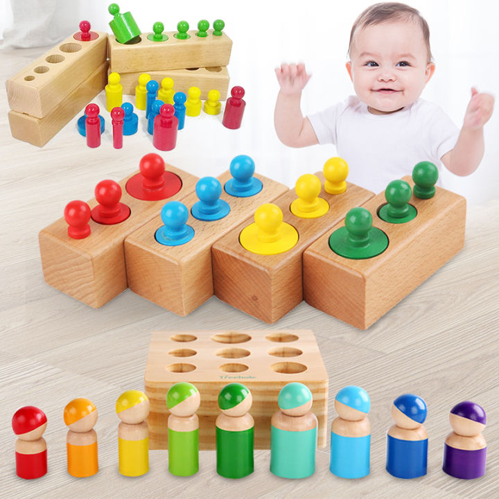 Wooden Montessori Socket Educational Toys For Toddlers Mini Cylinder ...