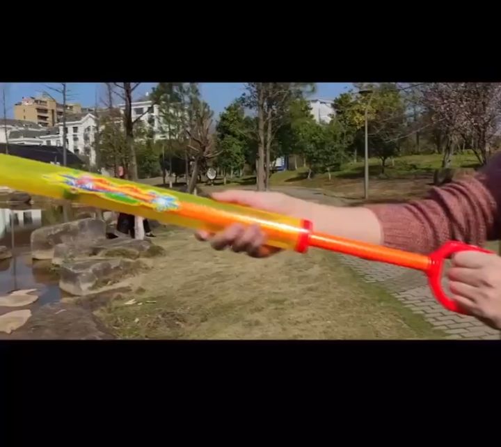 Outdoor Fun Pulling type Spray Water Gun Cannon Stainless Steel Swim ...