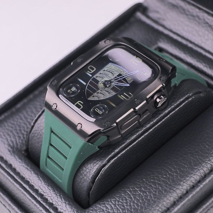 jansin Modification Kit Rubber Dây Đeo + Vỏ Bảo Vệ Inox Cho Apple Watch ...