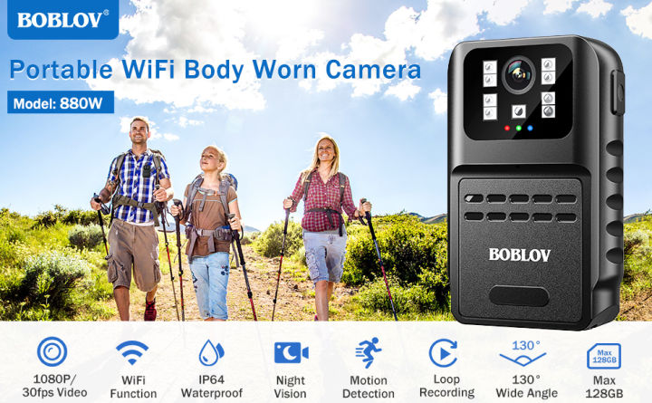 BOBLOV T5 Body Worn Camera M5 Waterproof Vlogging Camera, Mini WIFI ...
