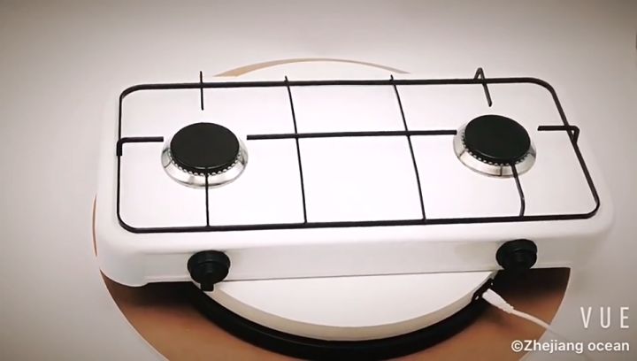 Portable Double Burner Gas Stove with Cover European Black Gas Stove 4 ...