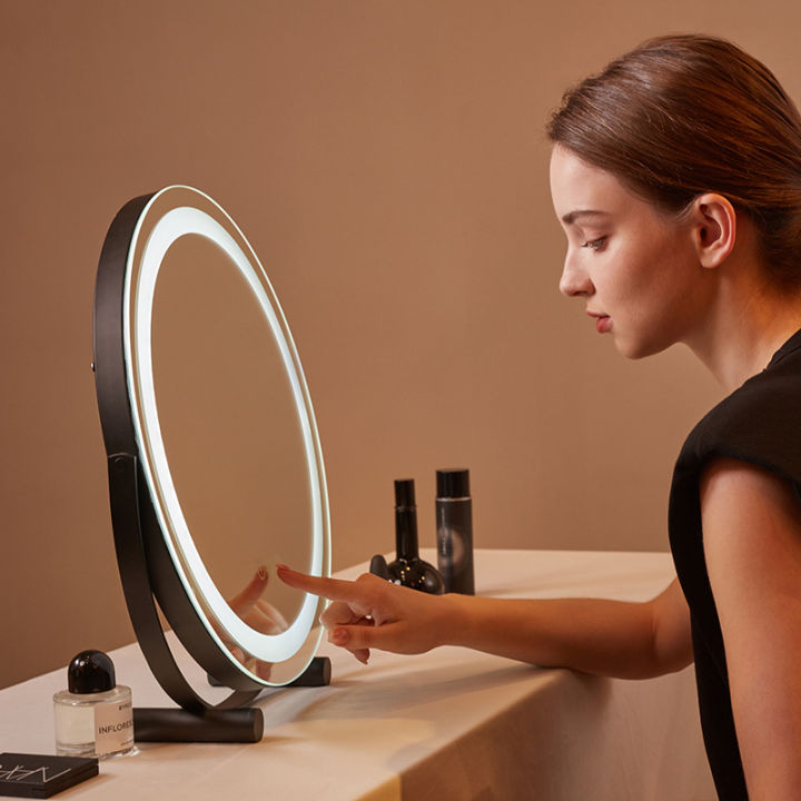 Rotatable LED Lighted Desktop Makeup Mirror Charging Portable Cosmetic ...