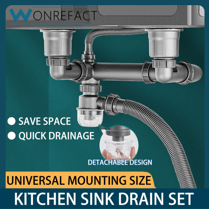 Universal Kitchen Drain Anti-bau Anti-tersumbat Sink paip saliran Set ...