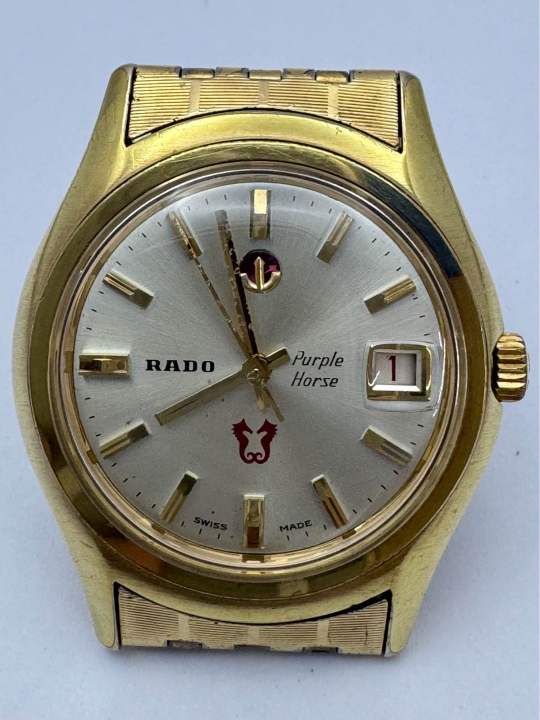 RADO ม้าแดง 25 Jewels Purple Horse Automatic ตัวเรือนทอง 20 Microns ...