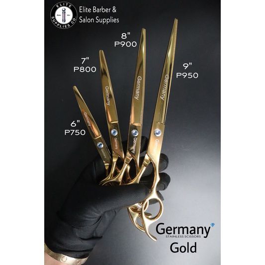 Germany Scissors Stainless Steel Black Silver Gold Elite barber salon ...