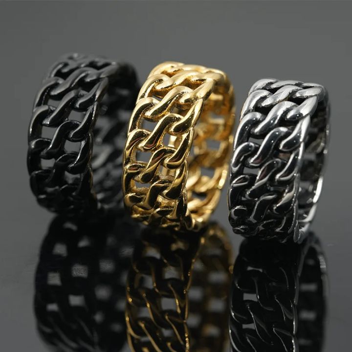 Titanium Steel Chain Ring for Men Vintage Worn Cross-Border Jewelry ...