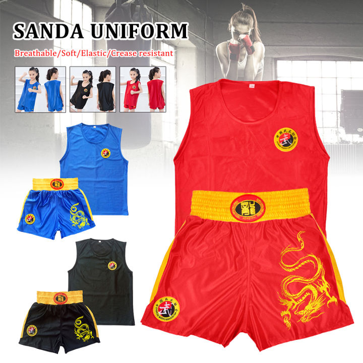 LO【Ready Stock】Martial Art Adult Children Boxing Sanda Suit Wushu Sanda ...