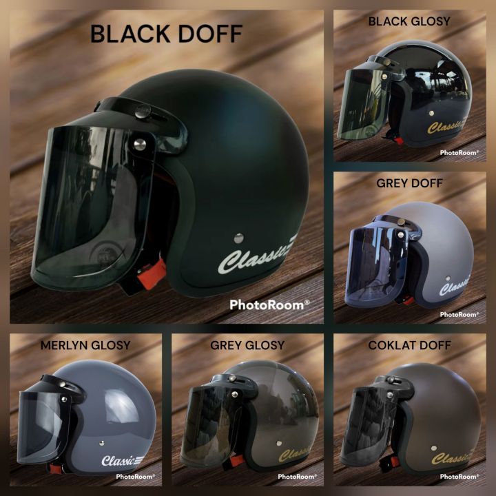 HELM BOGO CLASSIC HITAM DOP | Lazada Indonesia
