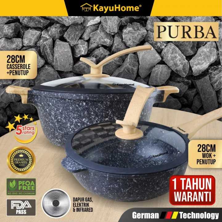 Periuk Batu Granite Purba KayuHome Bebas Kimia Bahaya Granite Cookware ...
