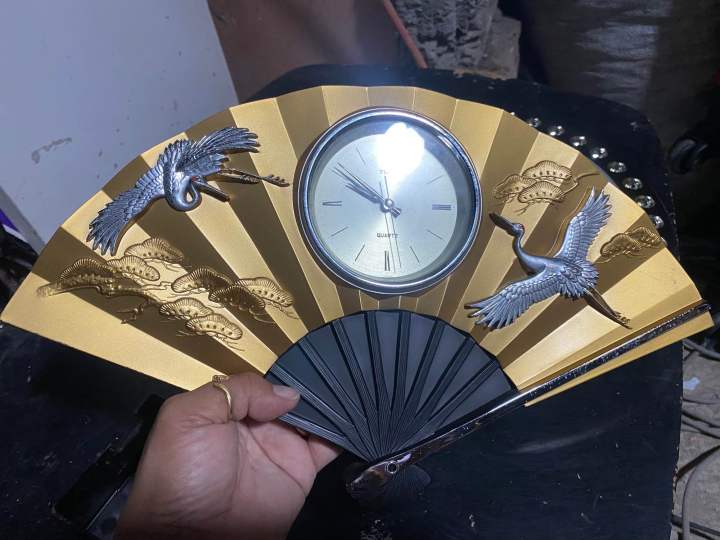 Vintage metal TOYO Clock Gold Color Japanese Sensu Crane | Lazada PH