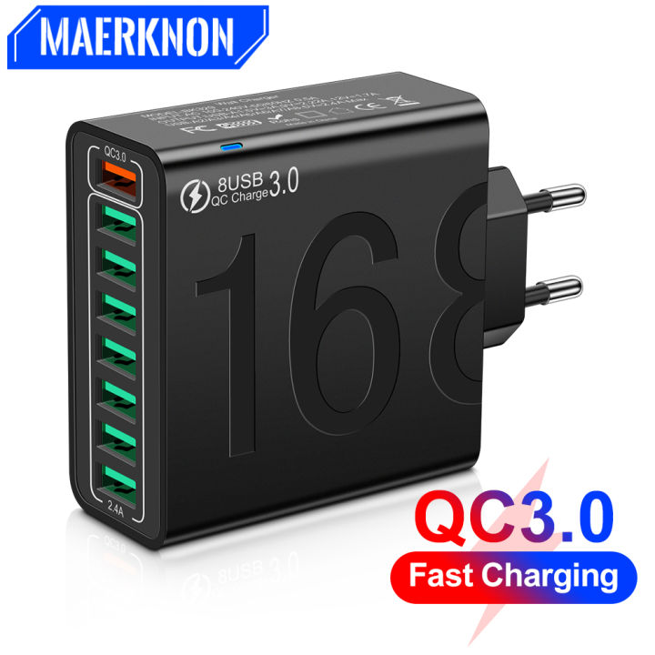 USB Charger 30W Multiple 8 Ports Fast Quick High Speed Charging Mobile ...