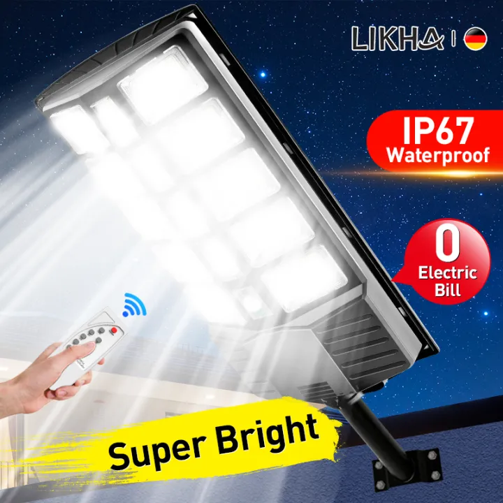 LIKHA Solar Street Lights Dusk to Dawn Solar Flood Light with Motion ...