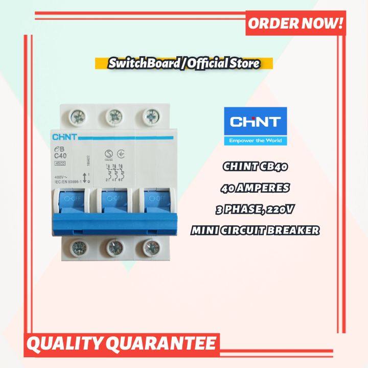 CHINT circuit breaker - 40 amperes, 3 pole - 220v | Lazada PH