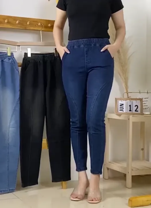 Quần jean nữ lỡ 9 tấc hàng co giãn mạnh lưng thun CÓ SIZE ĐẠI | Lazada.vn