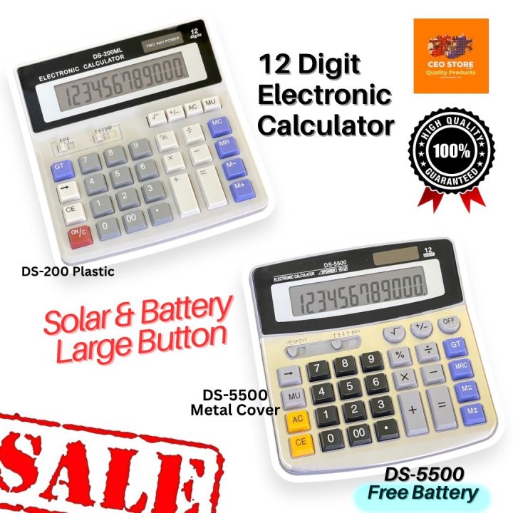 Electronic Calculator Heavy Duty 12 Digital Big Display Calculator 12 ...