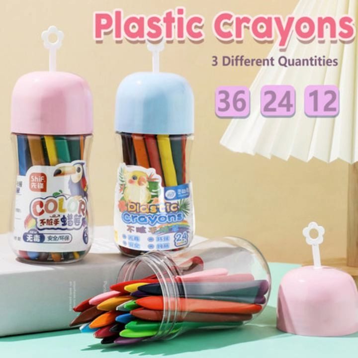 FUNPOINT 36/24/12 Colors Plastic Crayons Painting Non-Toxic Not Drty ...